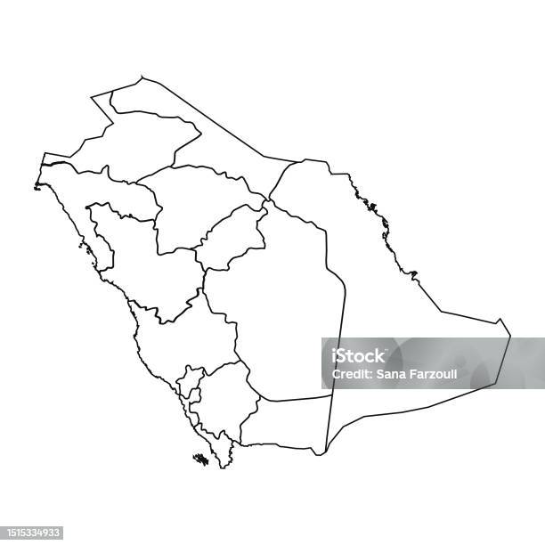 Sketsa Garis Besar Peta Arab Saudi Dengan Negara Bagian Dan Kota ... Sketsa Garis Besar Peta Arab Saudi Dengan Negara Bagian Dan Kota ...