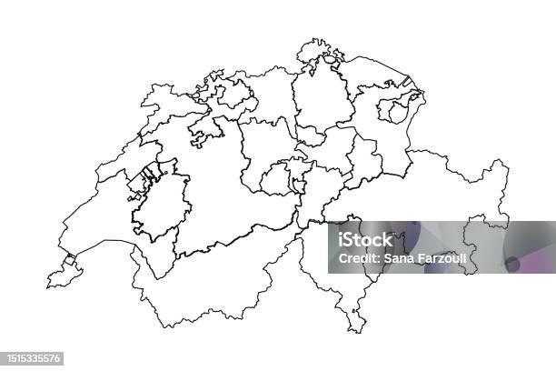 Esquisse De La Carte De La Suisse Avec Les Etats Et Les Villes Vecteurs