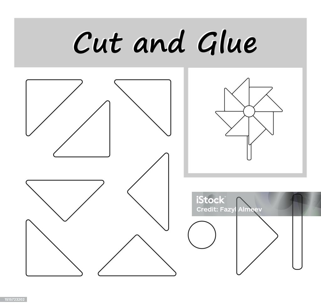 Diy Worksheet Color Cut Parts Of The Image And Glue On The Paper Vector