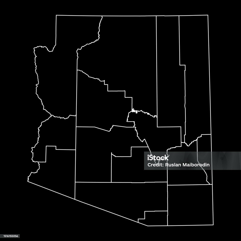Karte Des Bundesstaates Arizona Mit Landkreisen Vektorillustration ... Karte Des Bundesstaates Arizona Mit Landkreisen Vektorillustration ...
