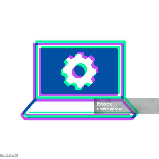 Pengaturan Laptop Roda Gigi Ikon Dengan Hamparan Dua Warna Dengan Latar ... Pengaturan Laptop Roda Gigi Ikon Dengan Hamparan Dua Warna Dengan Latar ...
