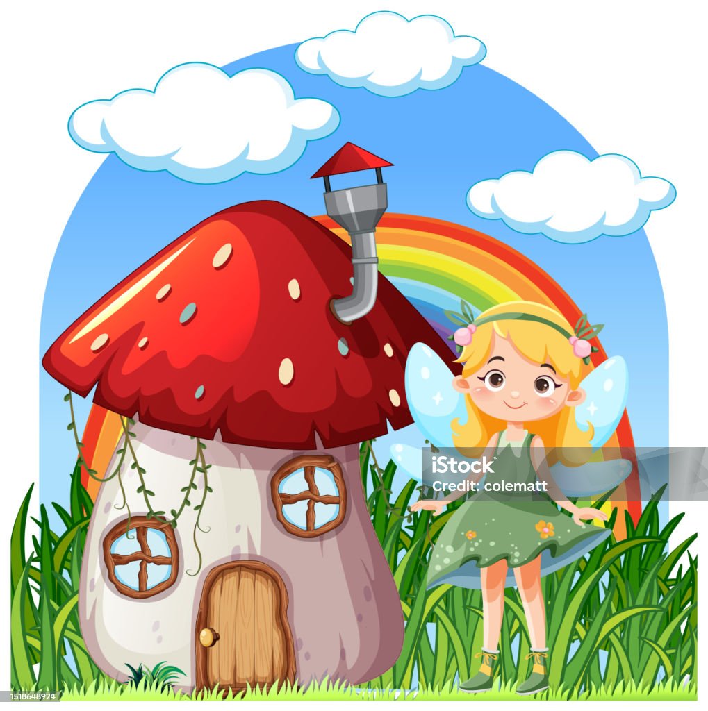 Ilustración de Cuento De Hadas De La Casa De Hongos Con Dibujos ... Ilustración de Cuento De Hadas De La Casa De Hongos Con Dibujos ...
