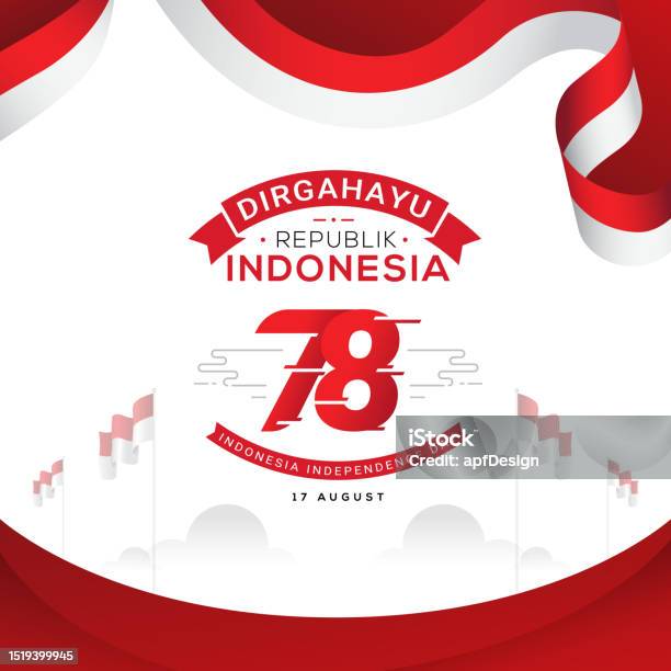Perayaan Spanduk Poster Hari Kemerdekaan Indonesia Ilustrasi Stok