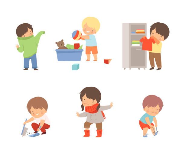 Children Doing Chores Clipart