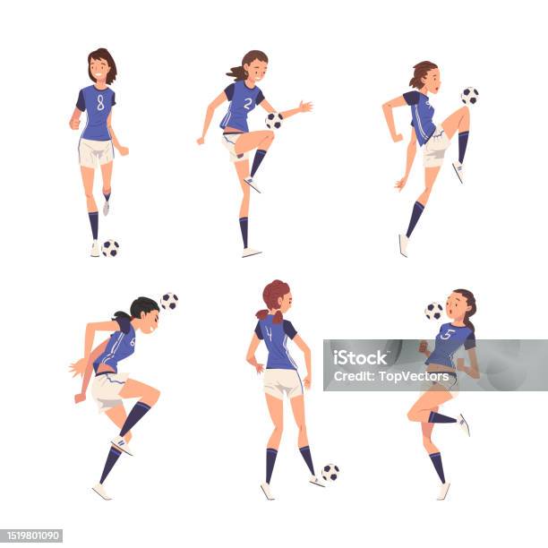 Set Gadisgadis Berseragam Bermain Sepak Bola Pemain Sepak Bola Remaja