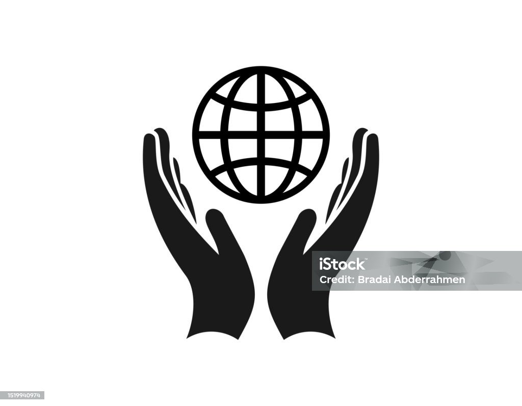 Hands Holding Globe Vector Signsymbol For Save Earthvector Illustration