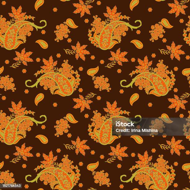 Seamless Paisley Pattern In Indian Batik Style Floral Vector