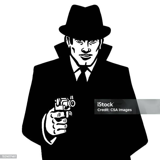 Man In 모자 가리키기 총 겨냥에 대한 스톡 벡터 아트 및 기타 이미지 겨냥 마피아 조직 범죄 Istock