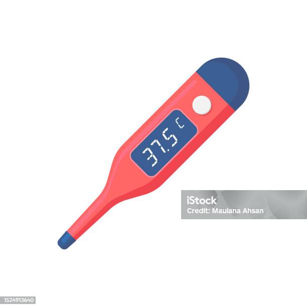 Ilustrasi Vektor Termometer Digital Dalam Desain Gaya Datar Ilustrasi