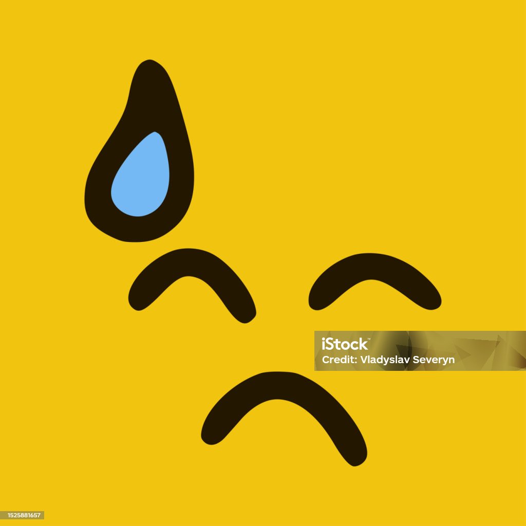 Émoticône De Visage Triste Dans Un Fond Jaune De Style Griffonnage