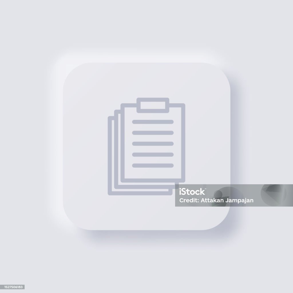 Clipboard Icon White Neumorphism Soft Ui Design For Web Design