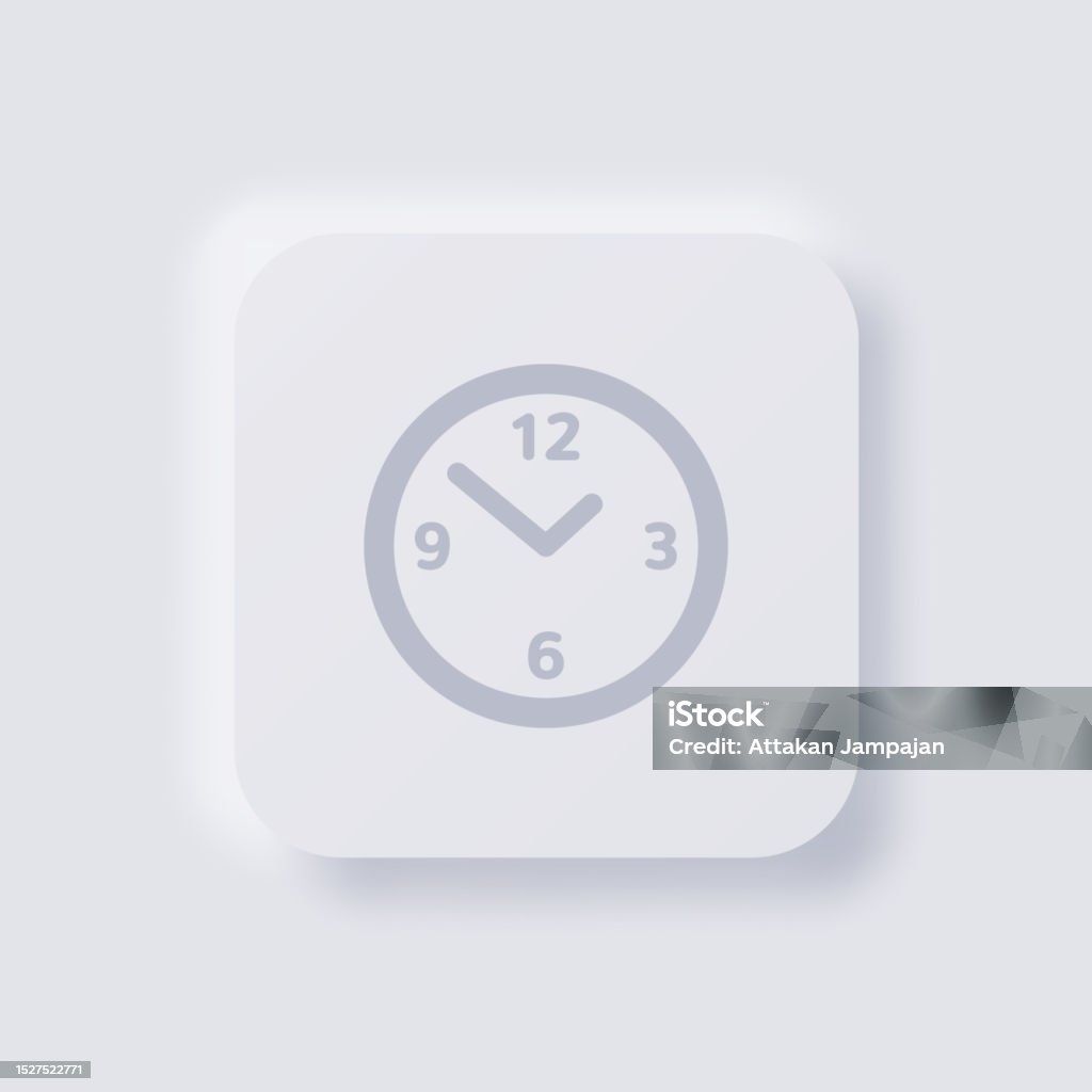 Analog Clock Icon White Neumorphism Soft Ui Design For Web Design Application Ui And More Button