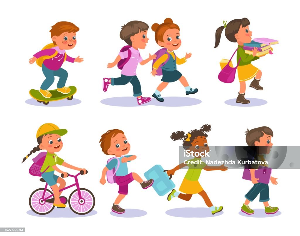 Anakanak Lucu Pergi Ke Sekolah Siswa Dengan Ransel Pergi Dan Berlari ... Anakanak Lucu Pergi Ke Sekolah Siswa Dengan Ransel Pergi Dan Berlari ...