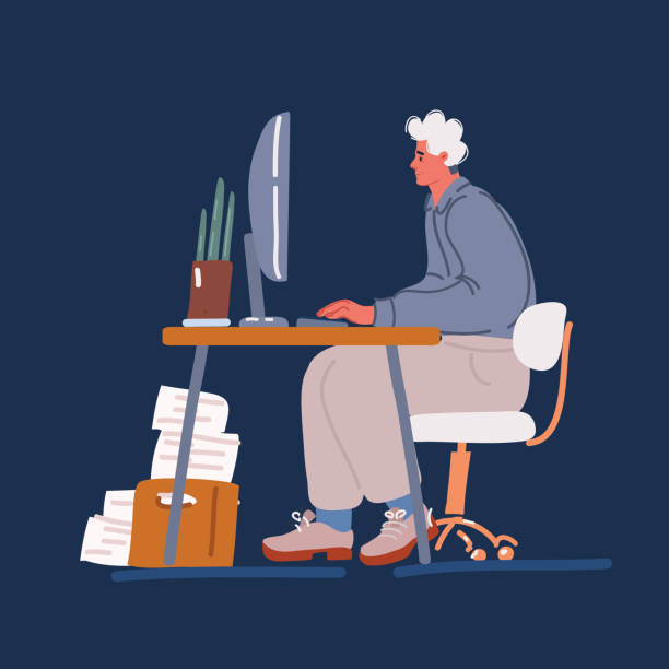 160 Programmer Coding Laptop Computer Work Desk Freelancer Sitting On Table Stock Illustrations