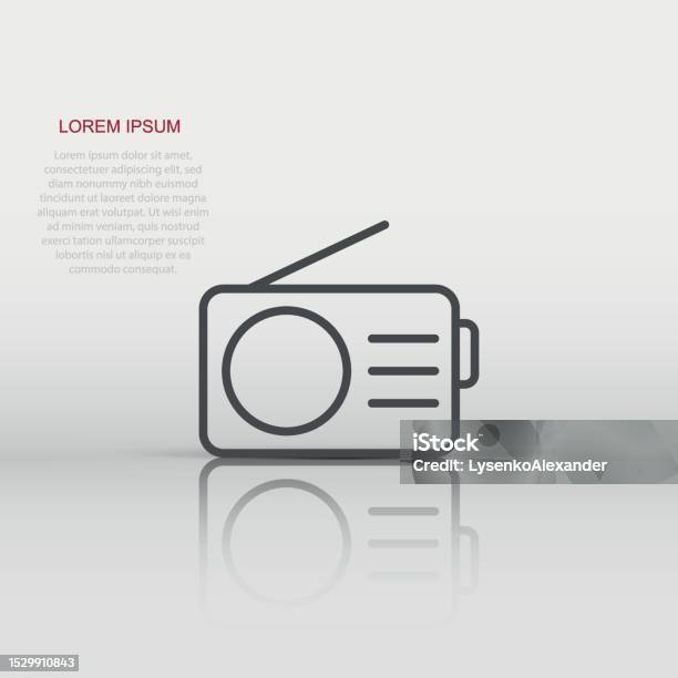 Ikon Radio Dalam Gaya Datar Fm Menyiarkan Ilustrasi Vektor Pada Latar