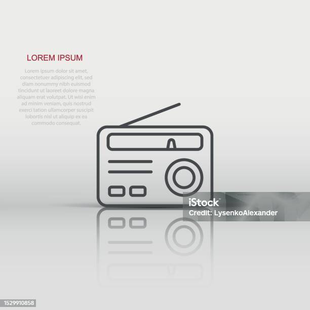 Ikon Radio Dalam Gaya Datar Fm Menyiarkan Ilustrasi Vektor Pada Latar