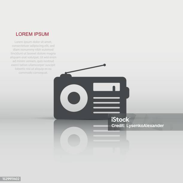 Ikon Radio Dalam Gaya Datar Fm Menyiarkan Ilustrasi Vektor Pada Latar