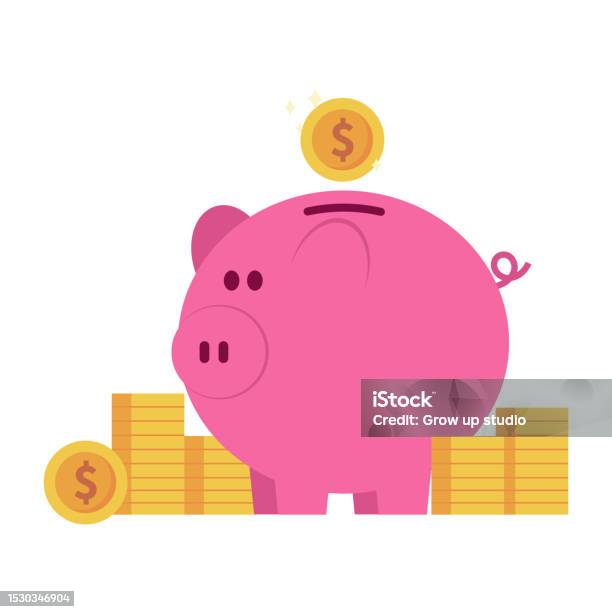 Ide Celengan Dan Koin Dolar Untuk Menyimpan Ikon Uang Ilustrasi Stok