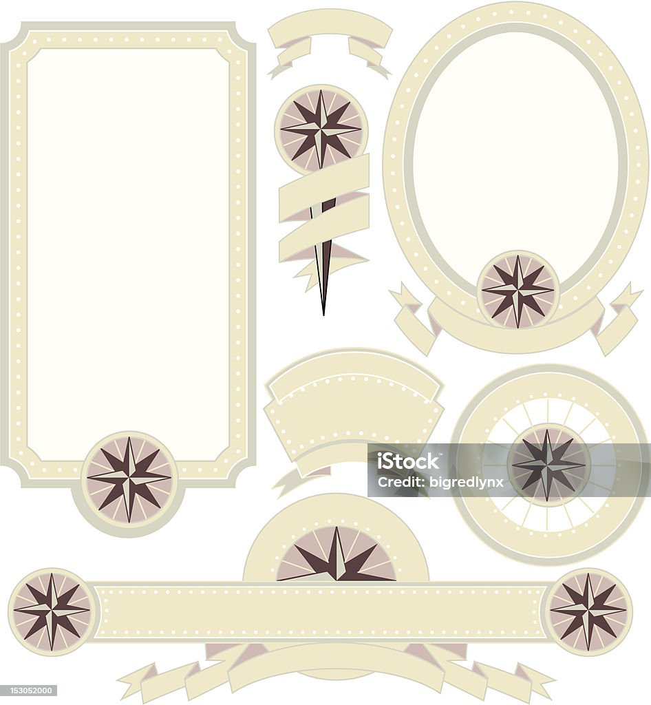 Compass Rose Label Kit Stock Illustration Download Image Now Award Plaque Ellipse Award