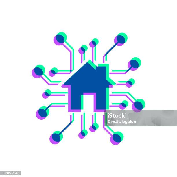 Maison Intelligente Icône Avec Superposition De Deux Couleurs Sur Fond