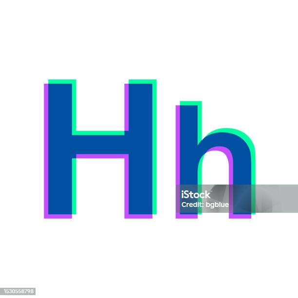 Letter H Uppercase And Lowercase Icon With Two Color Overlay On White