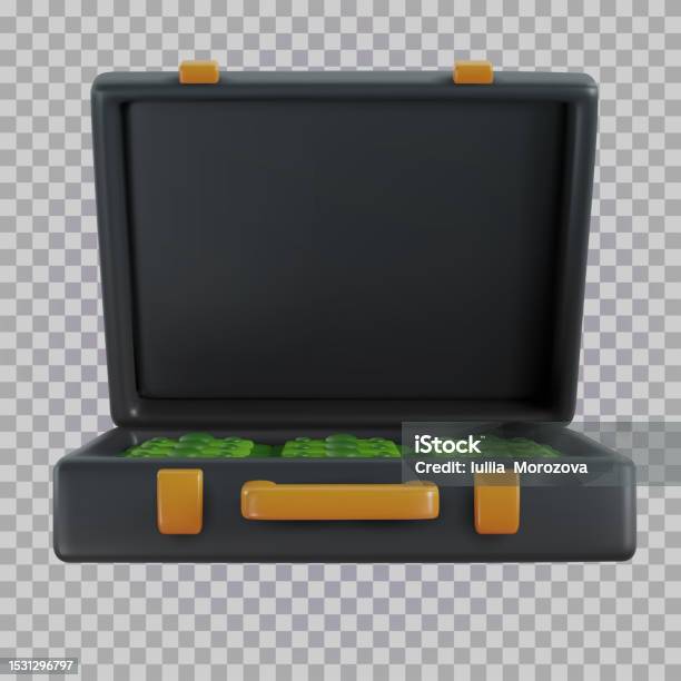 Vektor 3d Koper Hitam Kulit Terbuka Dengan Kertas Uang Hijau Uang Dalam ... Vektor 3d Koper Hitam Kulit Terbuka Dengan Kertas Uang Hijau Uang Dalam ...