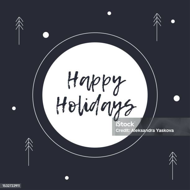 Kartu Pos Natal Yang Digambar Tangan Dengan Pohon Dan Titiktitik Doodle
