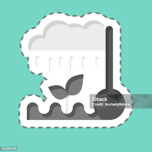 Garis Stiker Memotong Iklim Terkait Dengan Simbol Pertanian Desain