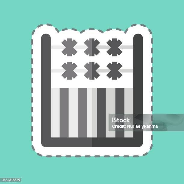 Garis Stiker Memotong Pagar Terkait Dengan Simbol Pertanian Desain