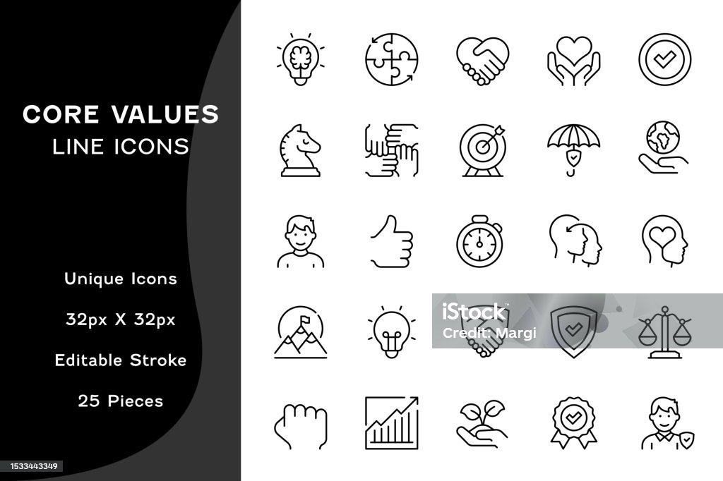 Core Values Editable Line Icons Stock Illustration Download Image Now