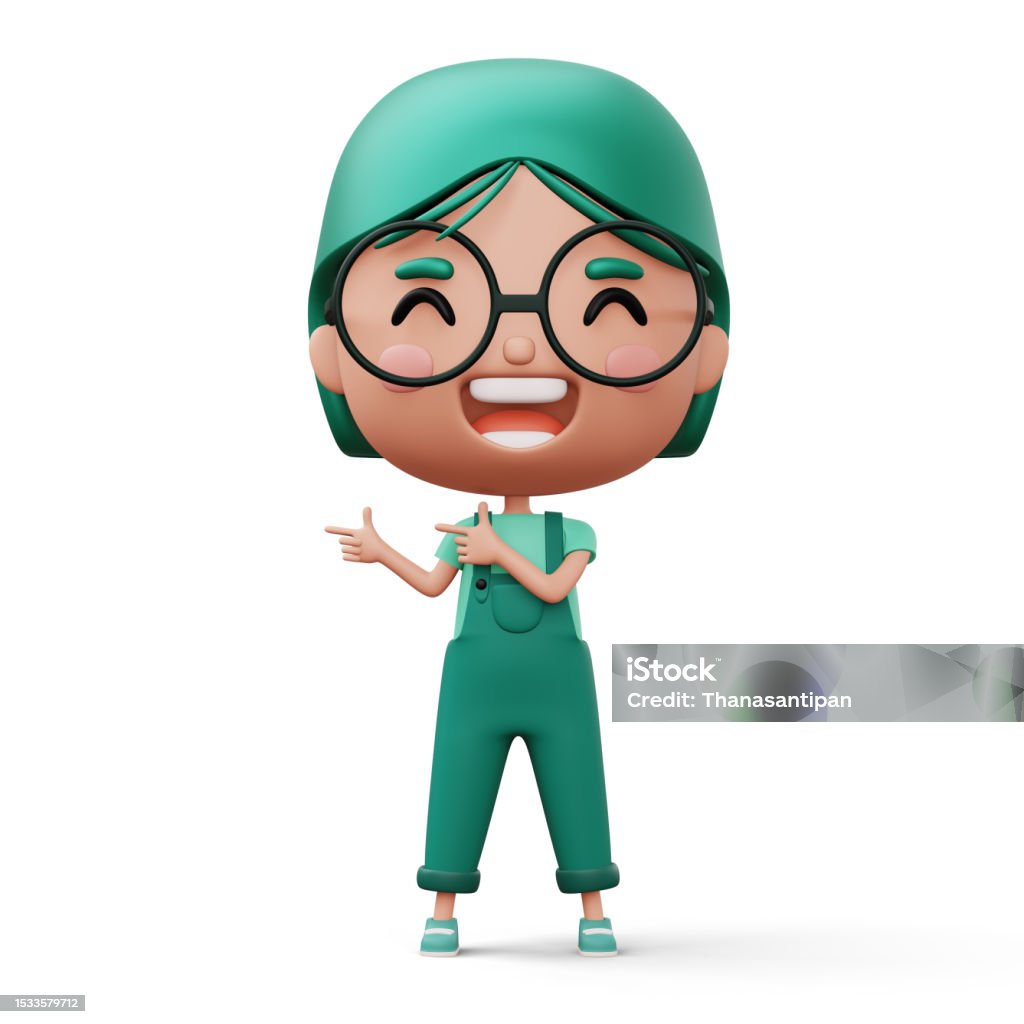 Anak Bahagia Menunjuk Jari Karakter Kartun Gadis Manis Rendering 3d ... Anak Bahagia Menunjuk Jari Karakter Kartun Gadis Manis Rendering 3d ...