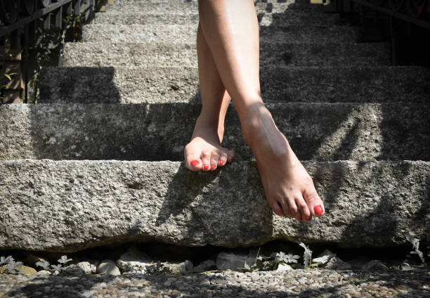 Free Stock Photo of Tattooed female feet on steep staircase | Download ...