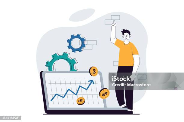 Konsep Pembuatan Bisnis Dengan Adegan Orang Dalam Desain Datar Untuk
