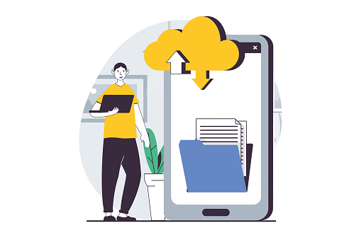 Konsep Saas Dengan Adegan Orang Dalam Desain Datar Untuk Web Pria