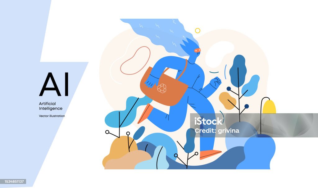 Artificial Intelligence Flat Vector Illustration Ecology Stock ... Artificial Intelligence Flat Vector Illustration Ecology Stock ...
