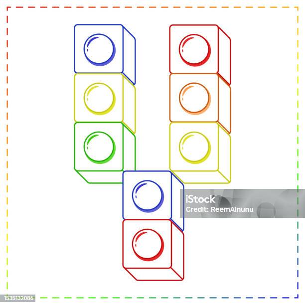 Alphabet English Letters Blocks In Coloring Stroke Modern Style Drawing