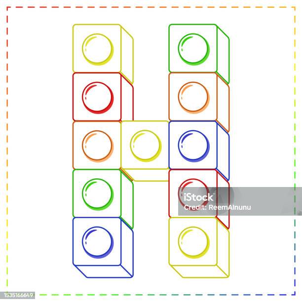 Alphabet English Letters Blocks In Coloring Stroke Modern Style Drawing