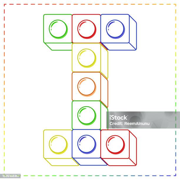 Alphabet English Letters Blocks In Coloring Stroke Modern Style Drawing