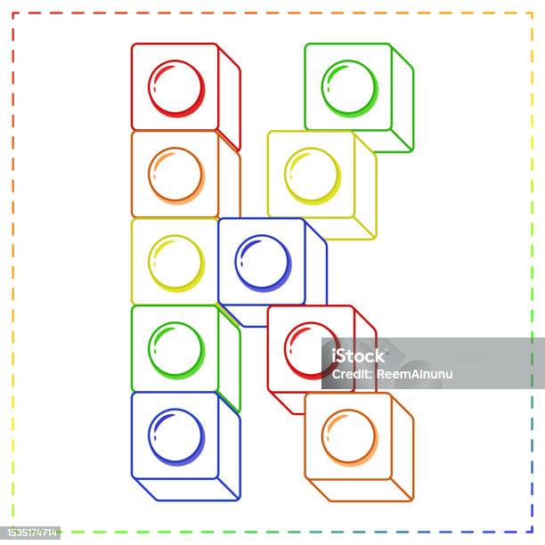 Alphabet English Letters Blocks In Coloring Stroke Modern Style Drawing