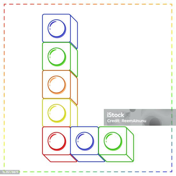 Alphabet English Letters Blocks In Coloring Stroke Modern Style Drawing