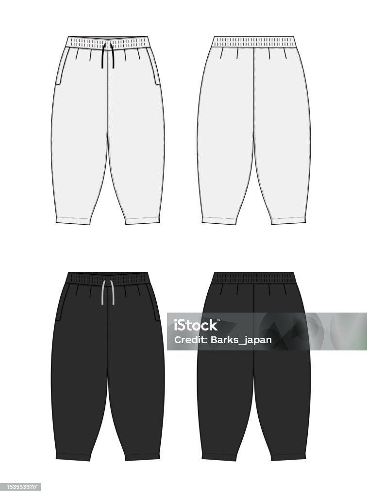 Harem Pants Vector Template Illustration Set Stock Illustration