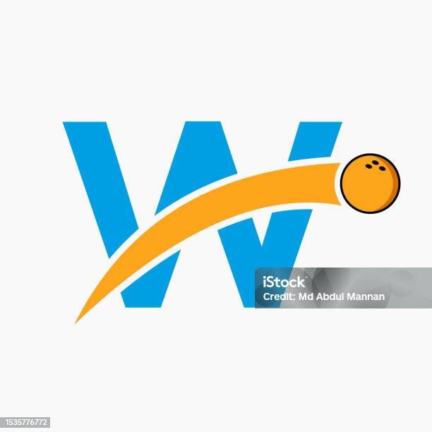 Desain Logo Bowling Pada Konsep Letter W Template Logo Olahraga Bowling