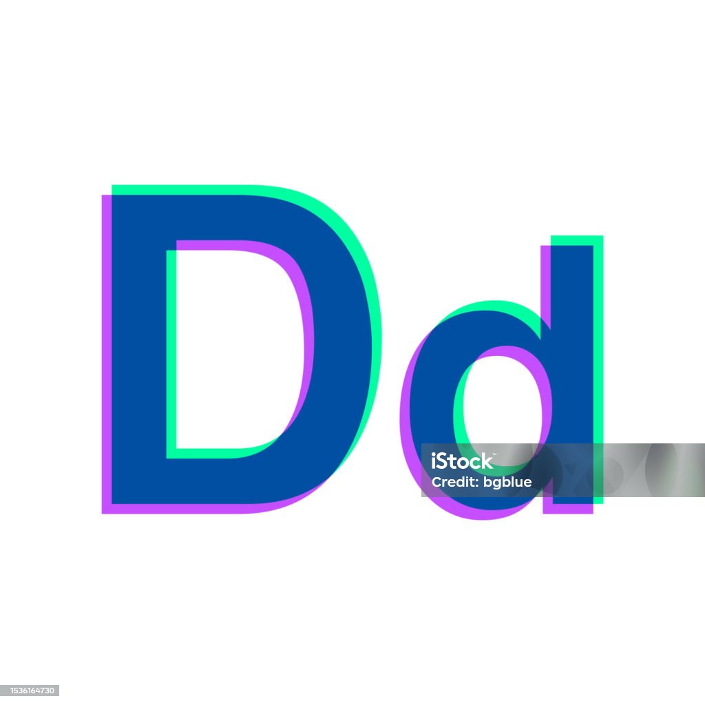 Letter D Uppercase And Lowercase Icon With Two Color Overlay On White