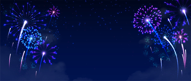 Feux Dartifice Du Festival Sur Fond Vectoriel Du Ciel Vecteurs Libres