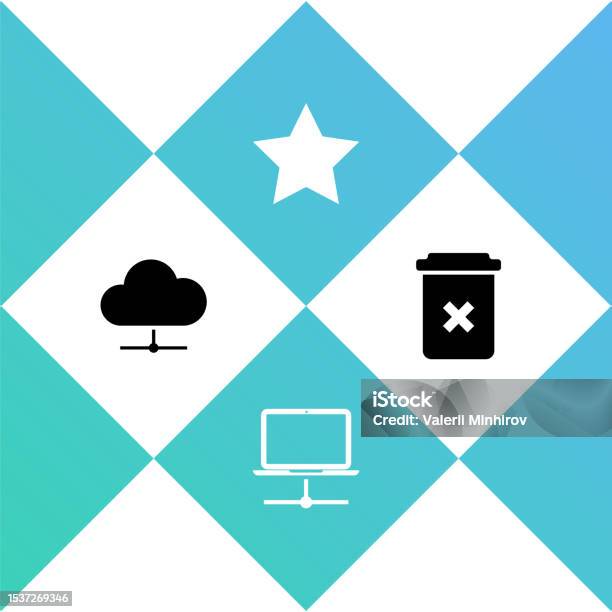 Set Network Cloud Connection Computer Network Star And Trash Can Icon ... Set Network Cloud Connection Computer Network Star And Trash Can Icon ...