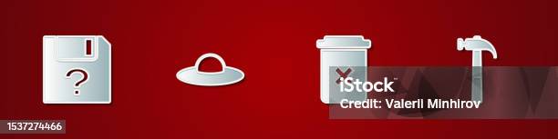 Set Unknown Document Ufo Flying Spaceship Trash Can And Hammer Icon ... Set Unknown Document Ufo Flying Spaceship Trash Can And Hammer Icon ...