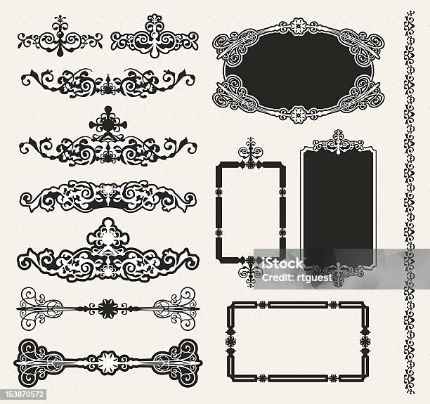 Decorative Vector Scroll And Floral Frame Set向量圖形及更多式樣圖片 式樣 復古風格 插圖