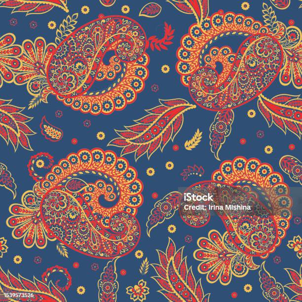Seamless Paisley Pattern In Indian Batik Style Floral Vector