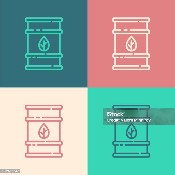Garis Pop Art Ikon Barel Bahan Bakar Bio Terisolasi Pada Latar Belakang
