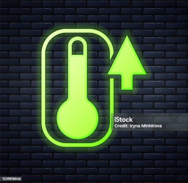 Termometer Meteorologi Neon Bersinar Mengukur Panas Dan Ikon Dingin